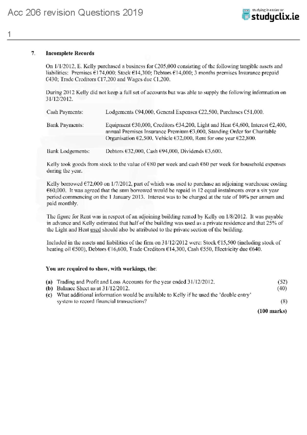 Acc 206 Revision Questions 2 - Introduction to Cost Accounting 3 - Acc ...