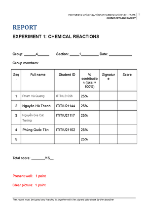 Report Expt-4-Chemical-Equilibrium - GENERAL CHEMISTRY LABORATORY ...