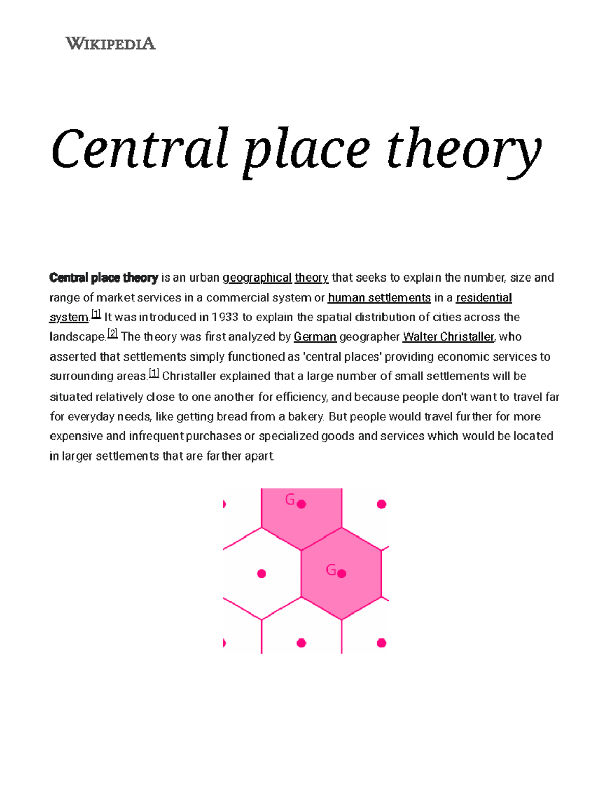 Central place theory - Wikipedia - Central place theory Central place ...