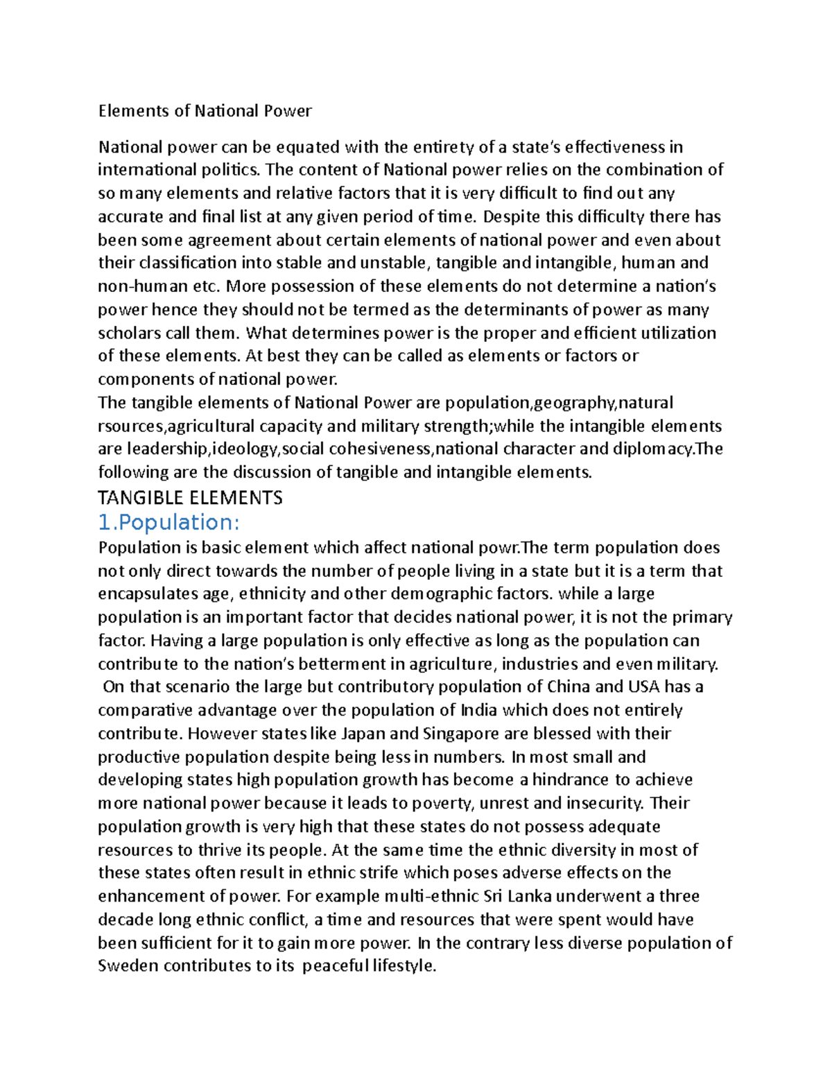 Elements Of National Power - Elements of National Power National power ...