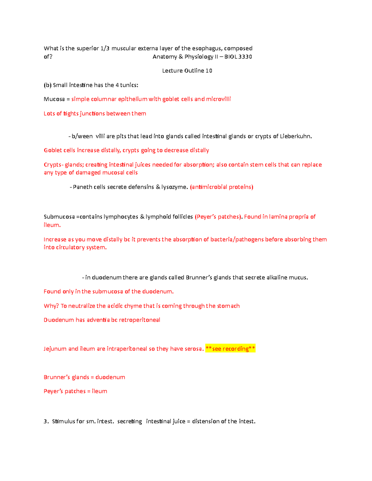 Exam 3 - Outline 10 - Professor Roop - fill in the blank lecture notes ...