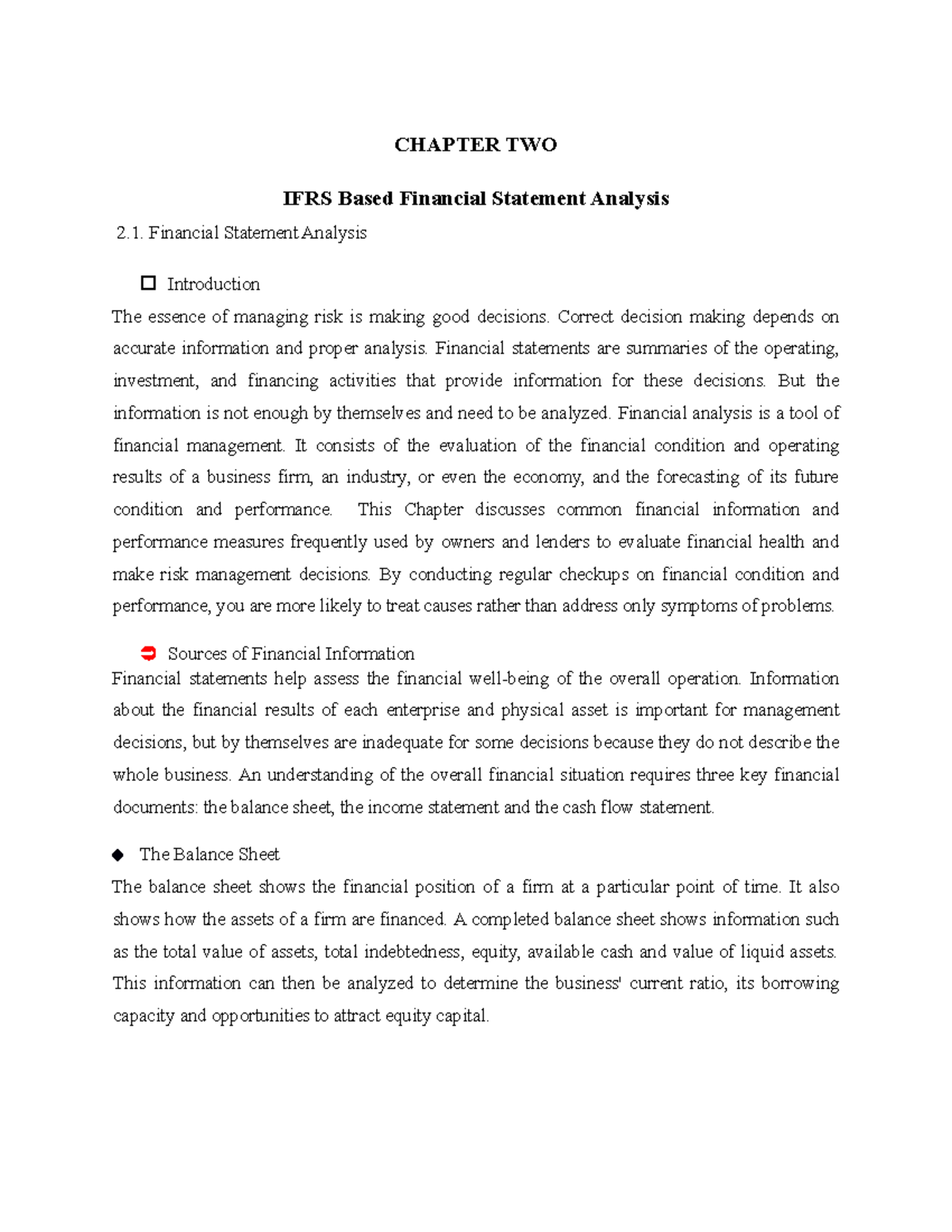 Chapter Two FM I - assignment - CHAPTER TWO IFRS Based Financial ...