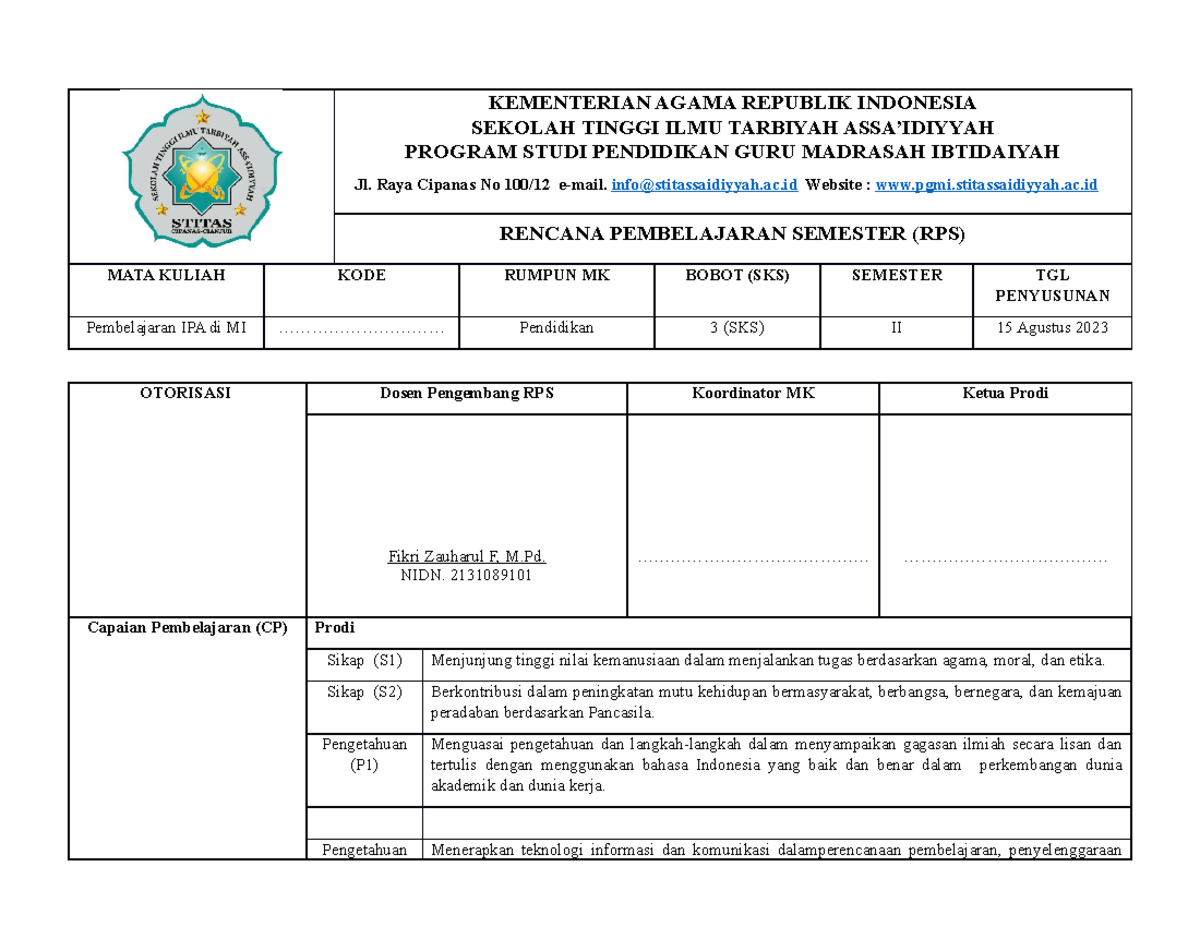 Template RPS PGMI - adklahduiaydab kbak kask - KEMENTERIAN AGAMA ...