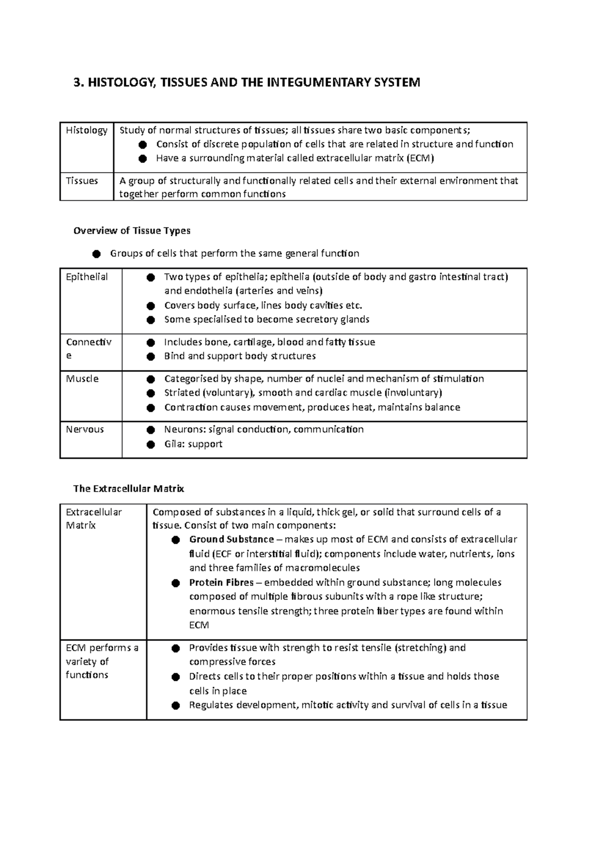 3. Histology, Tissues AND THE Integumentary System - 3. HISTOLOGY ...