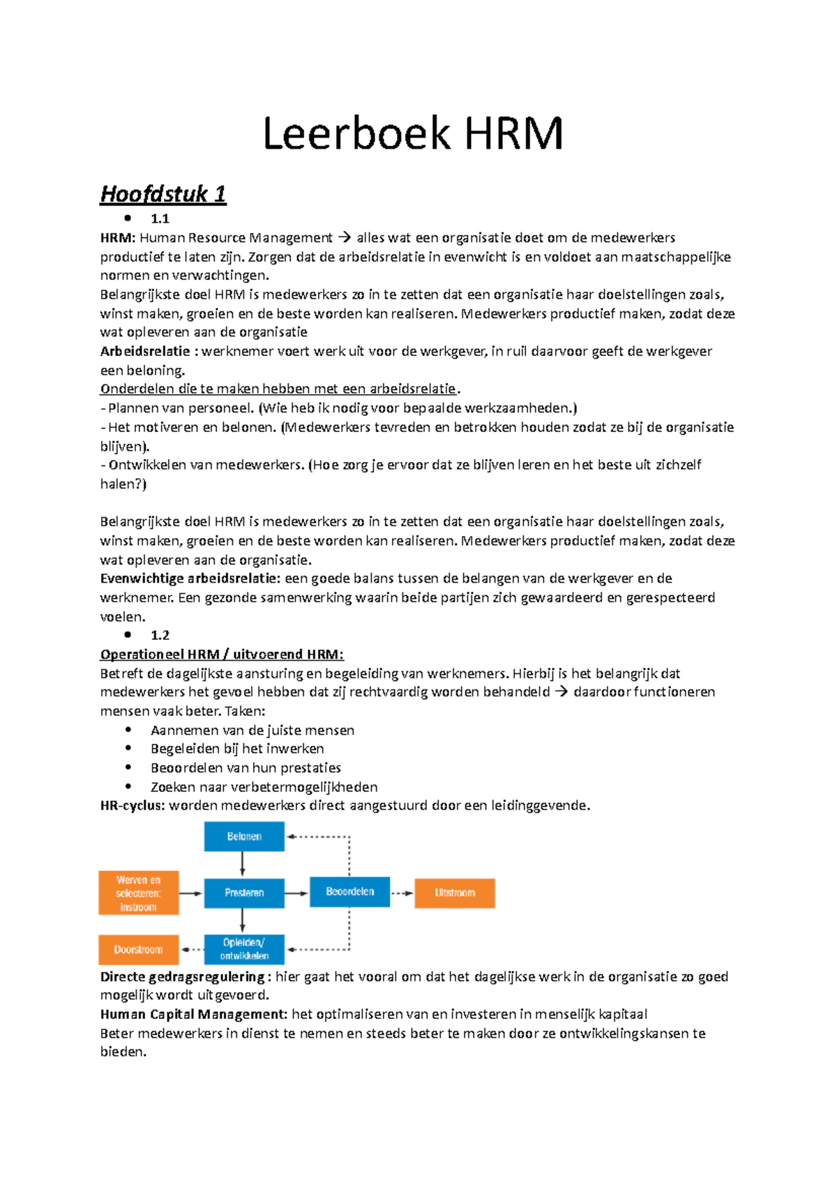 Leerboek HRM - Leerboek HRM Hoofdstuk 1 1. HRM: Human Resource ...