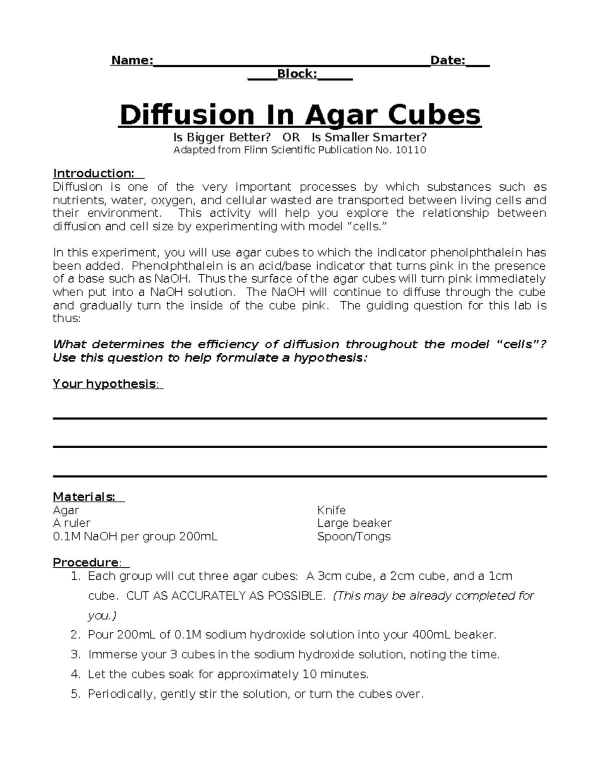 agar cube notes - Name:__________________________________________Date ...