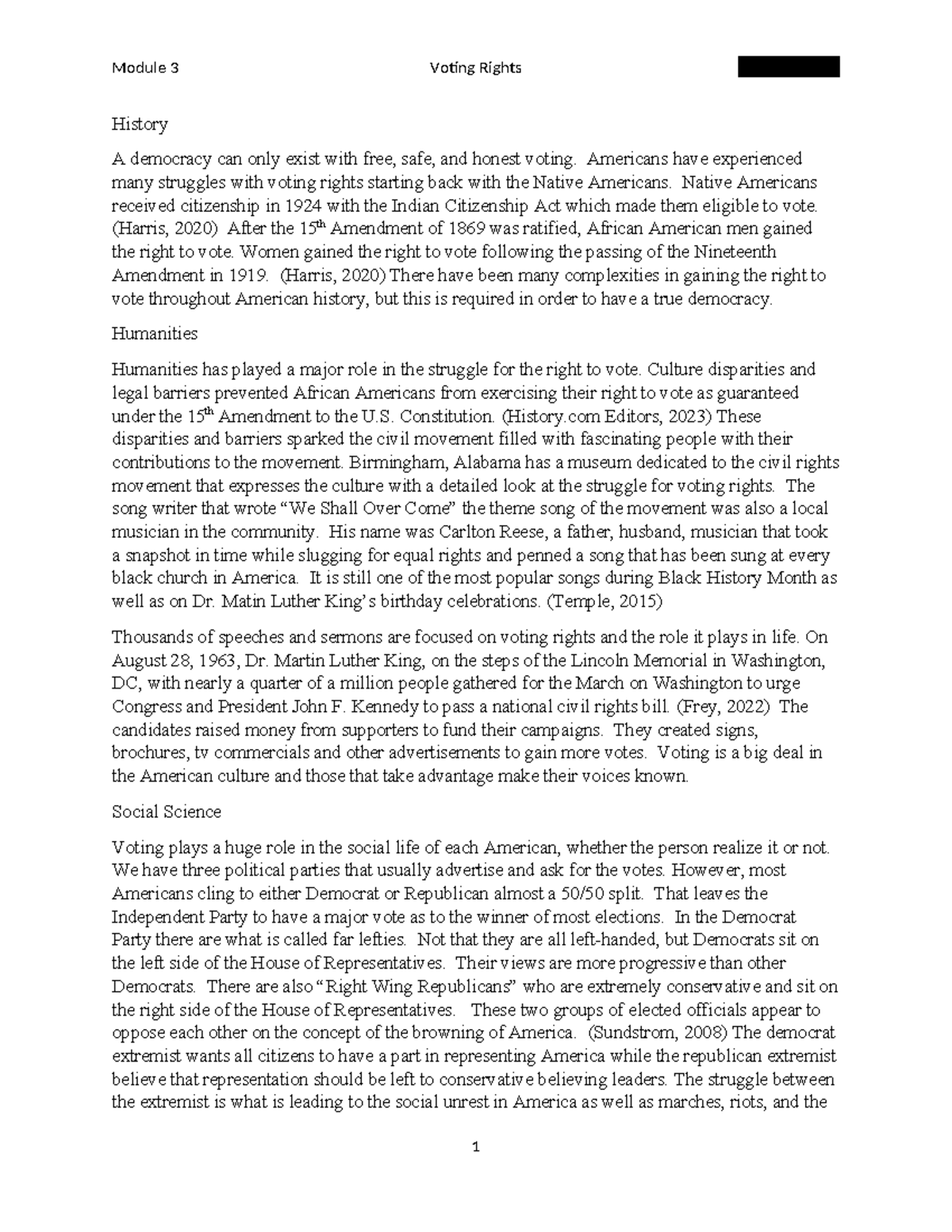 Voting Rights -Module 3 Upload - Module 3 Voting Rights James Gillispie ...