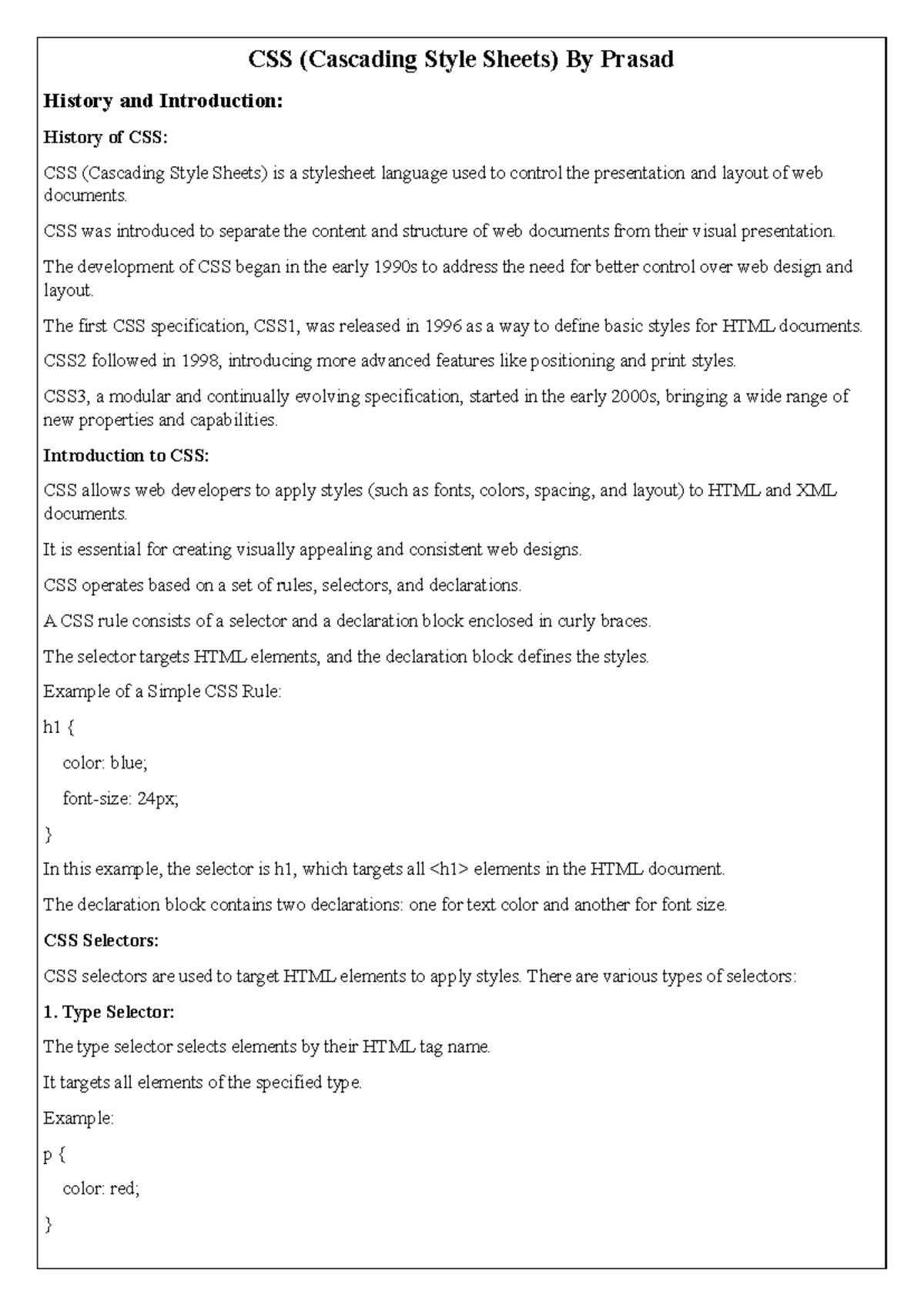 CSS - ddddff - CSS (Cascading Style Sheets) By Prasad History and ...