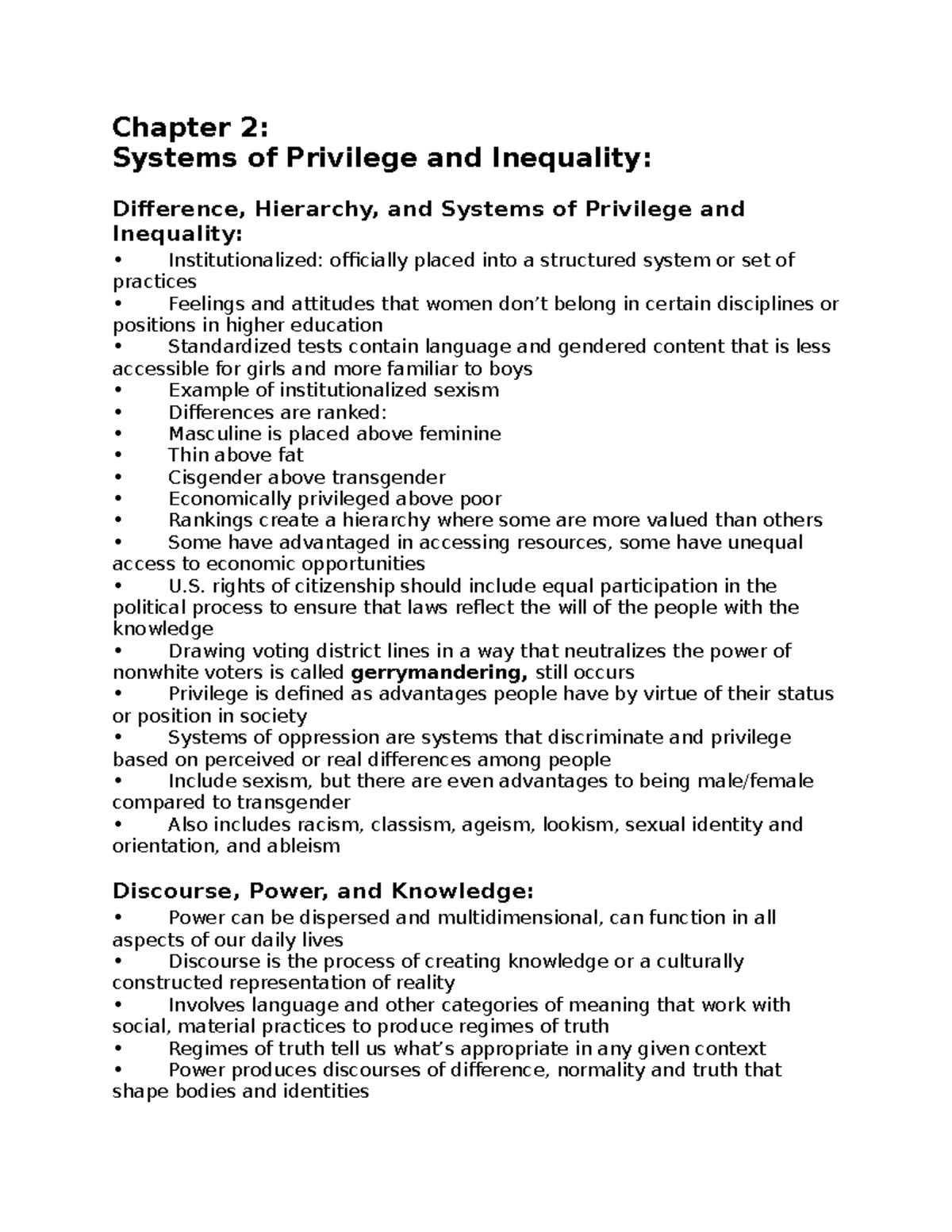 Chapter 2- Privilege and Inequality - Chapter 2: Systems of Privilege ...
