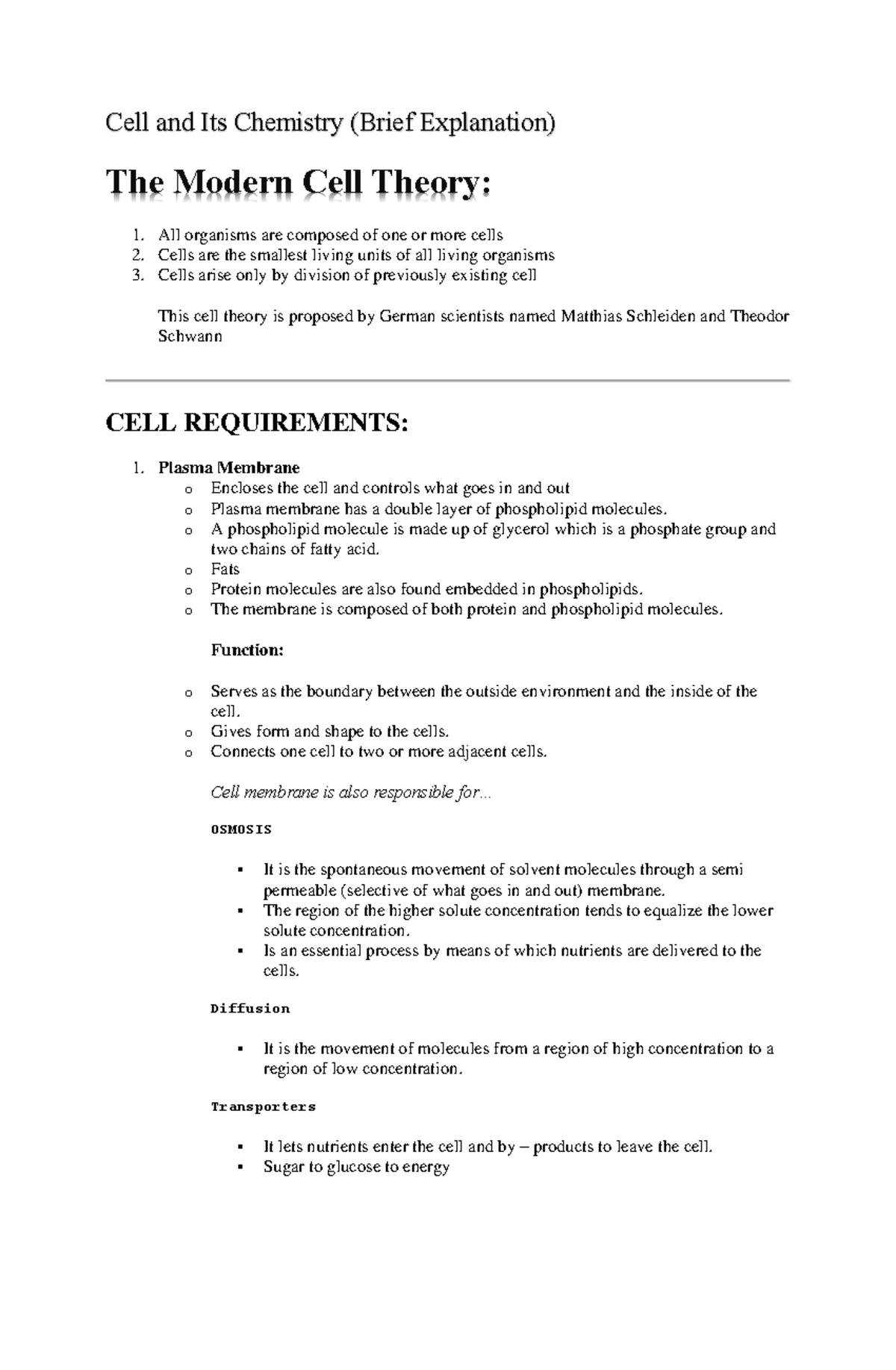 Biochemistry: The Cell and Its Chemistry - Cell and Its Chemistry ...