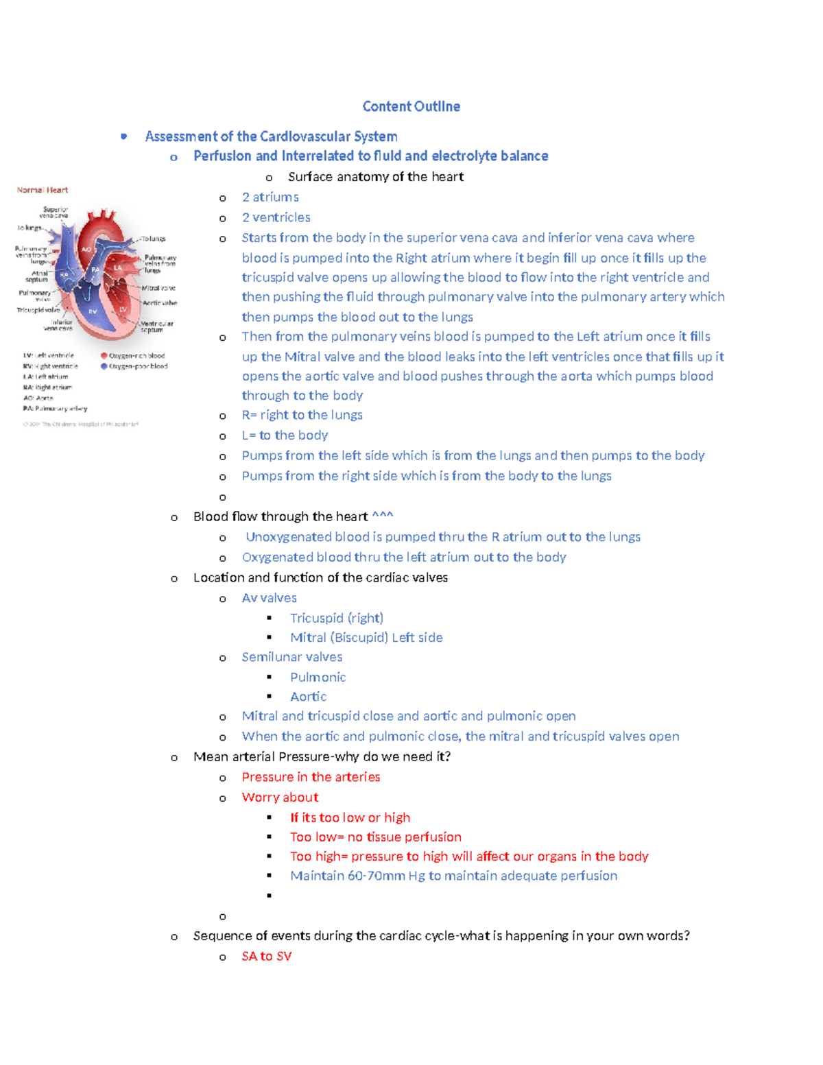 304 Cardiac Content Outline SC (1) week 4 - Content Outline Assessment ...