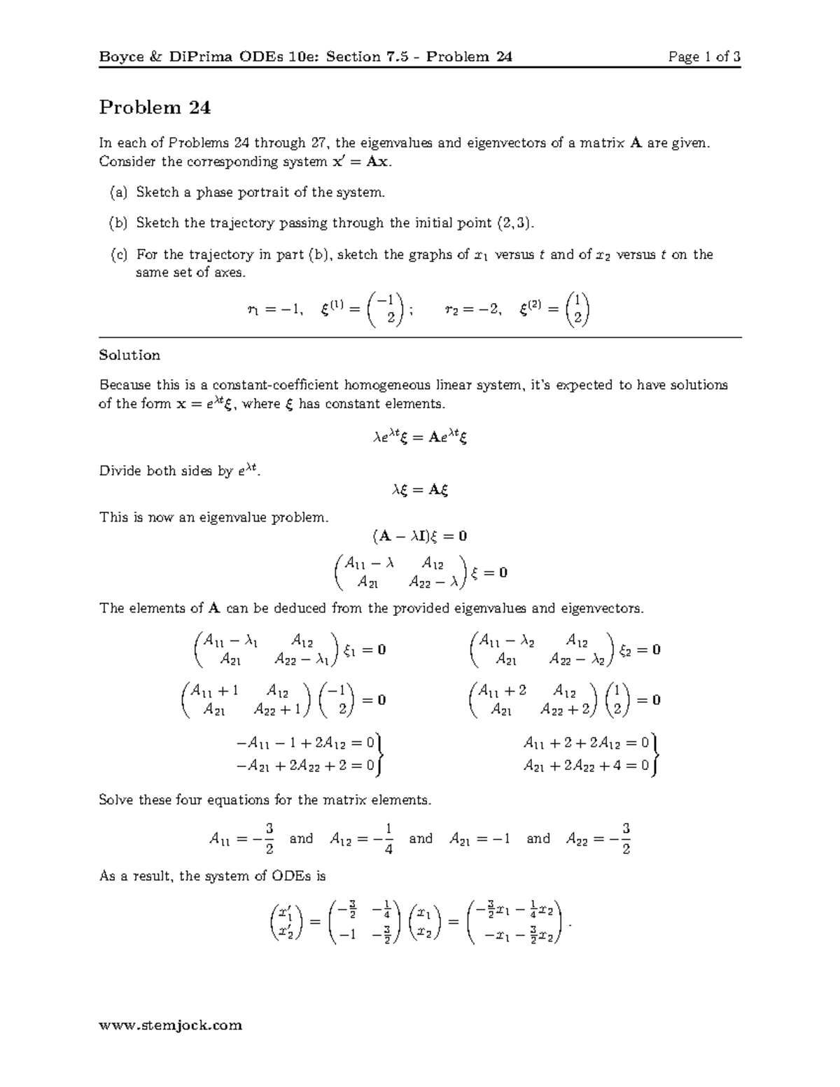 Boyce ODEch 7s5p24 - Good - Boyce & DiPrima ODEs 10e: Section 7 ...