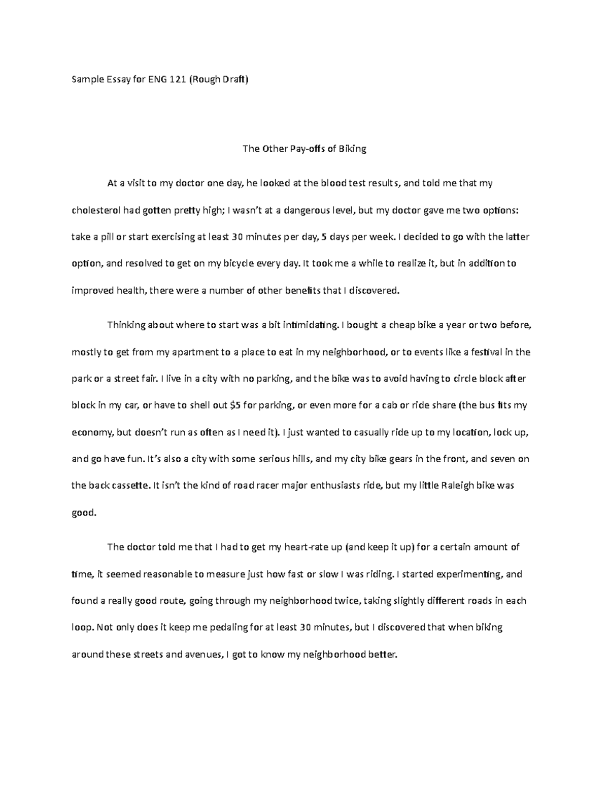 ENG121 Critical Response Essay - Sample Essay for ENG 121 (Rough Draft ...