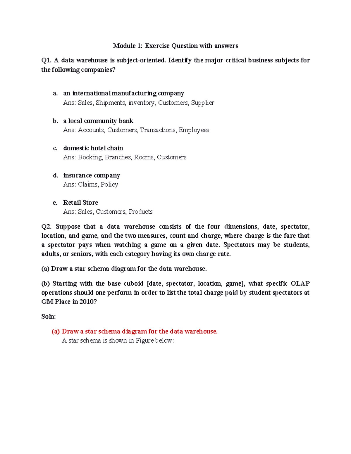 1 qna - questions and answers for module 1. - Module 1: Exercise ...