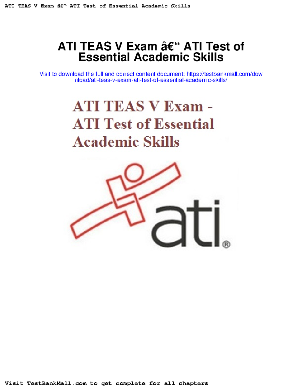 695025079 Ati Teas v Exam Ati Test of Essential Academic Skills - ATI ...