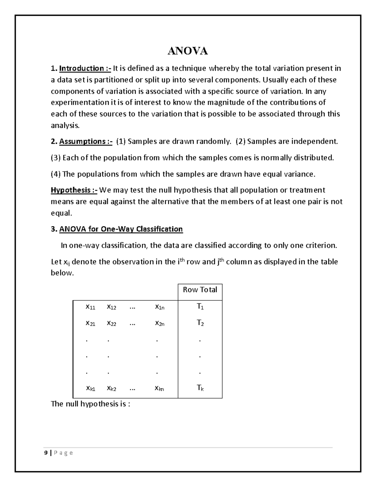 Anova WITH Examples - ANOVA Introduction :- It is defined as a ...