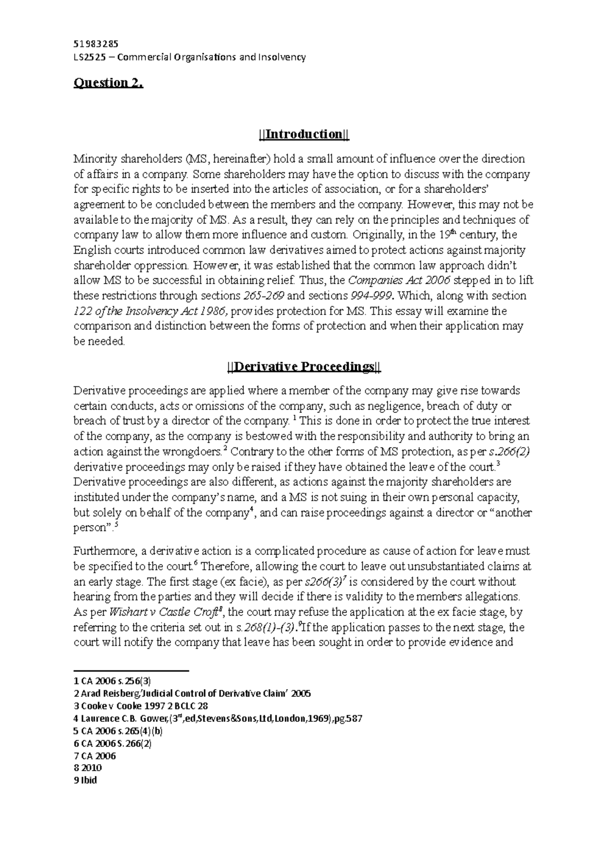 Forms of Minorty shareholder protection - LS2525 – Commercial ...
