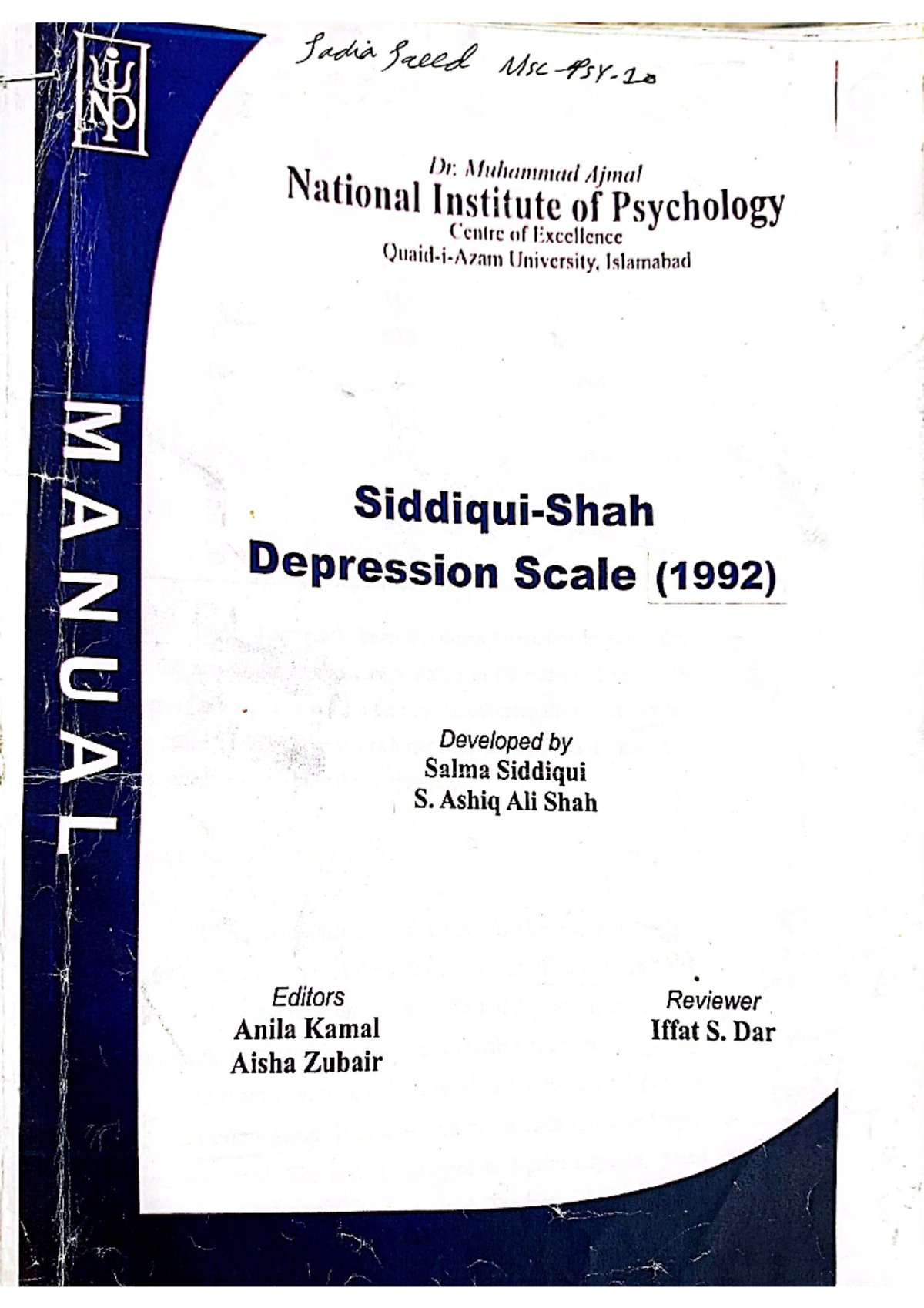 Scale of depression - Foundation of Psychology - Studocu