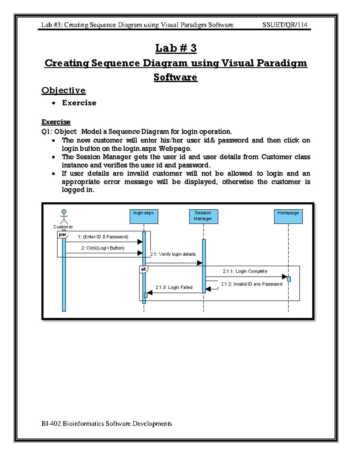 Lab3 Sequence Diagram Unified modelling language - Software Project Management - Studocu