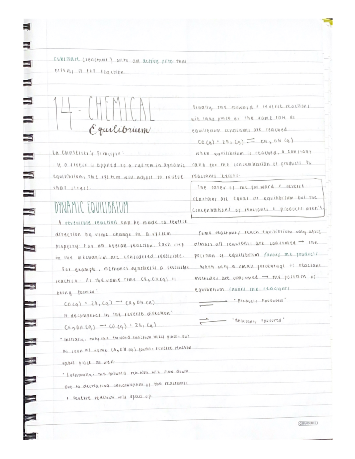 1051 Chemical Equilibrium - Chemistry 1051 - Memorial University - Studocu