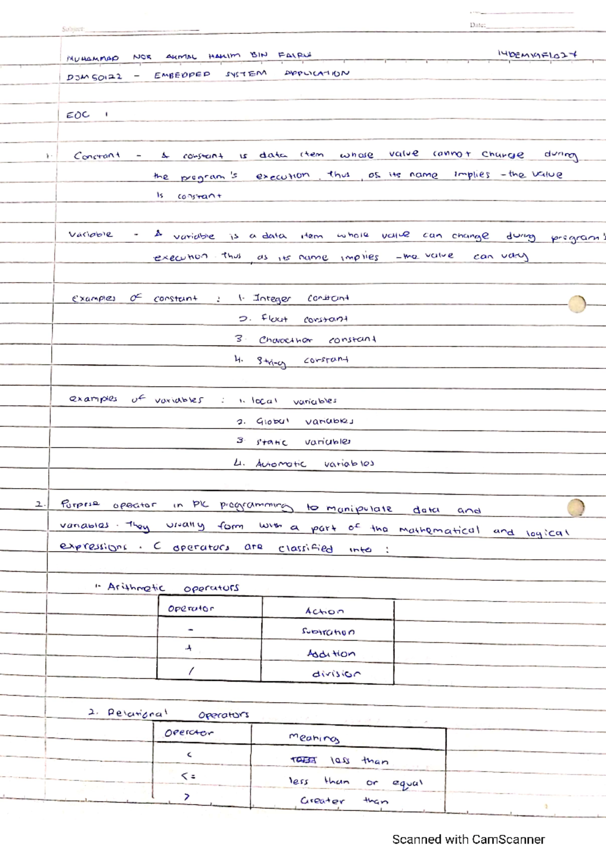 EOC 1 14DEm19f10000 - internship - Studocu