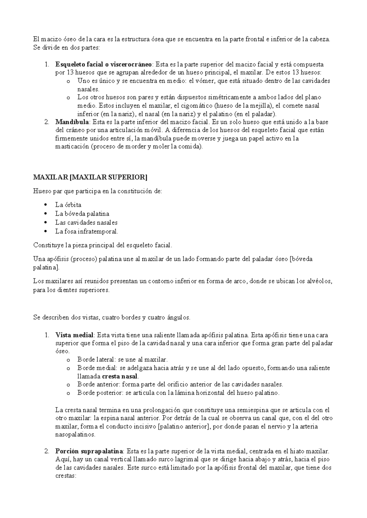 Maxilar y madibula - Resumen Anatomía humana - El macizo óseo de la ...