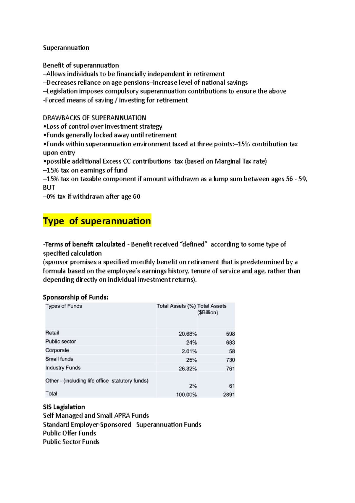 Superannuation week 10 Personal Wealth Management - Superannuation ...