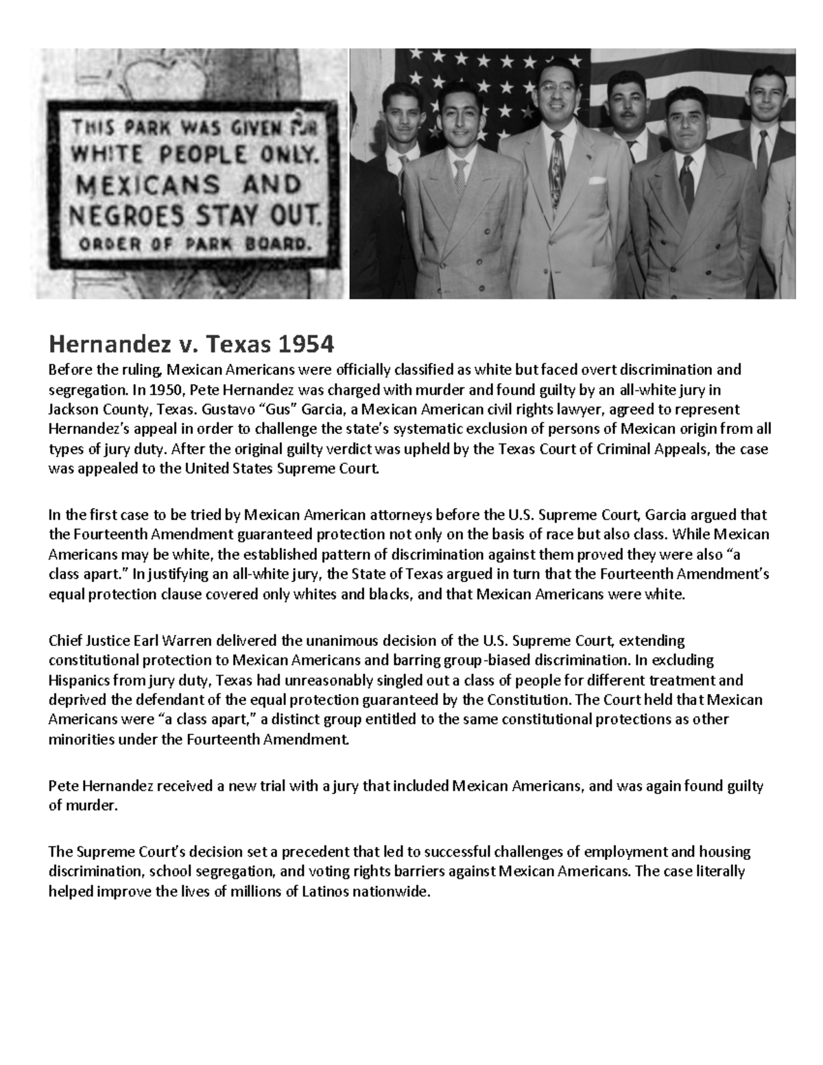 Latinx Rights - Hernandez v. Texas 1954 Before the ruling, Mexican ...