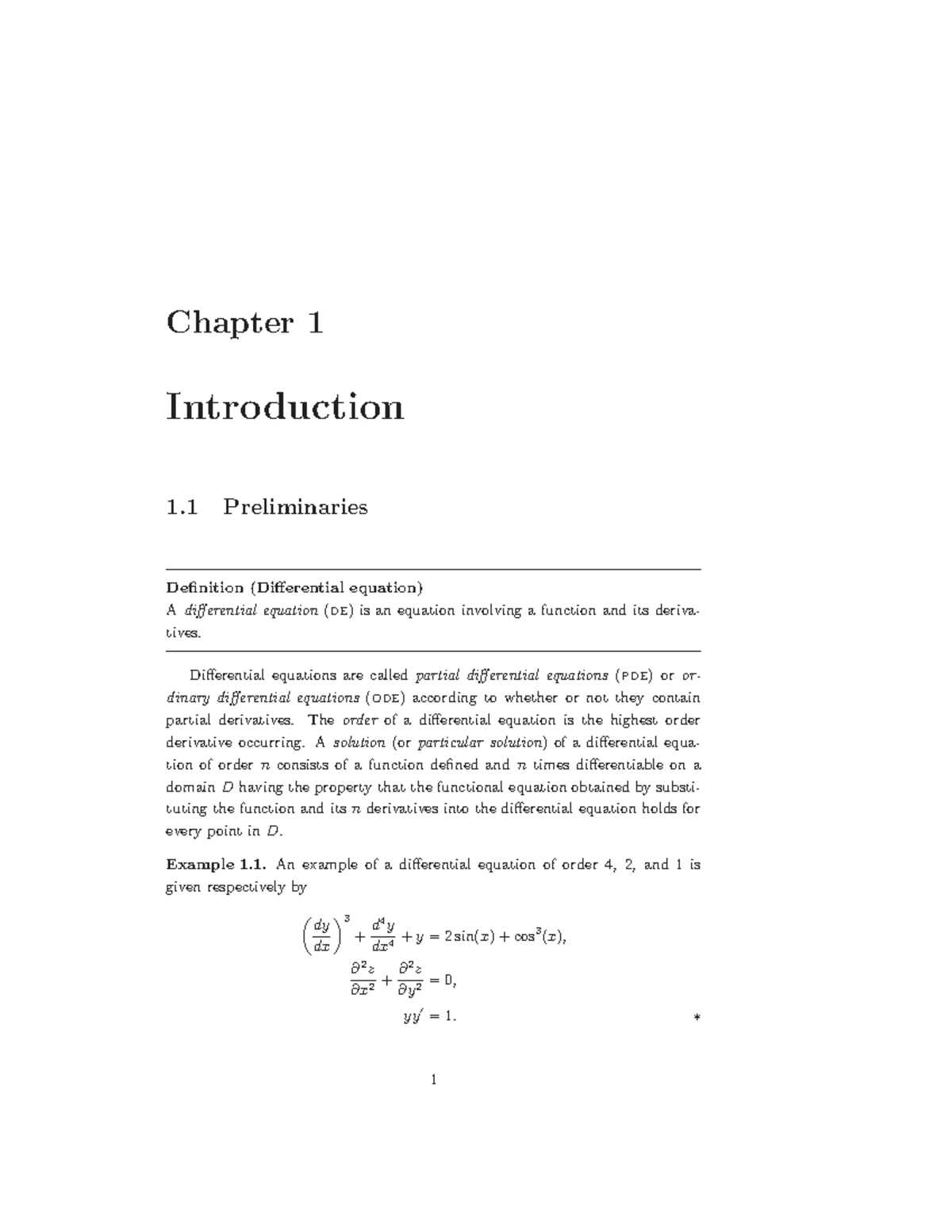 Diff eq p1 - Differential equation p1 - Chapter 1 Introduction 1 ...