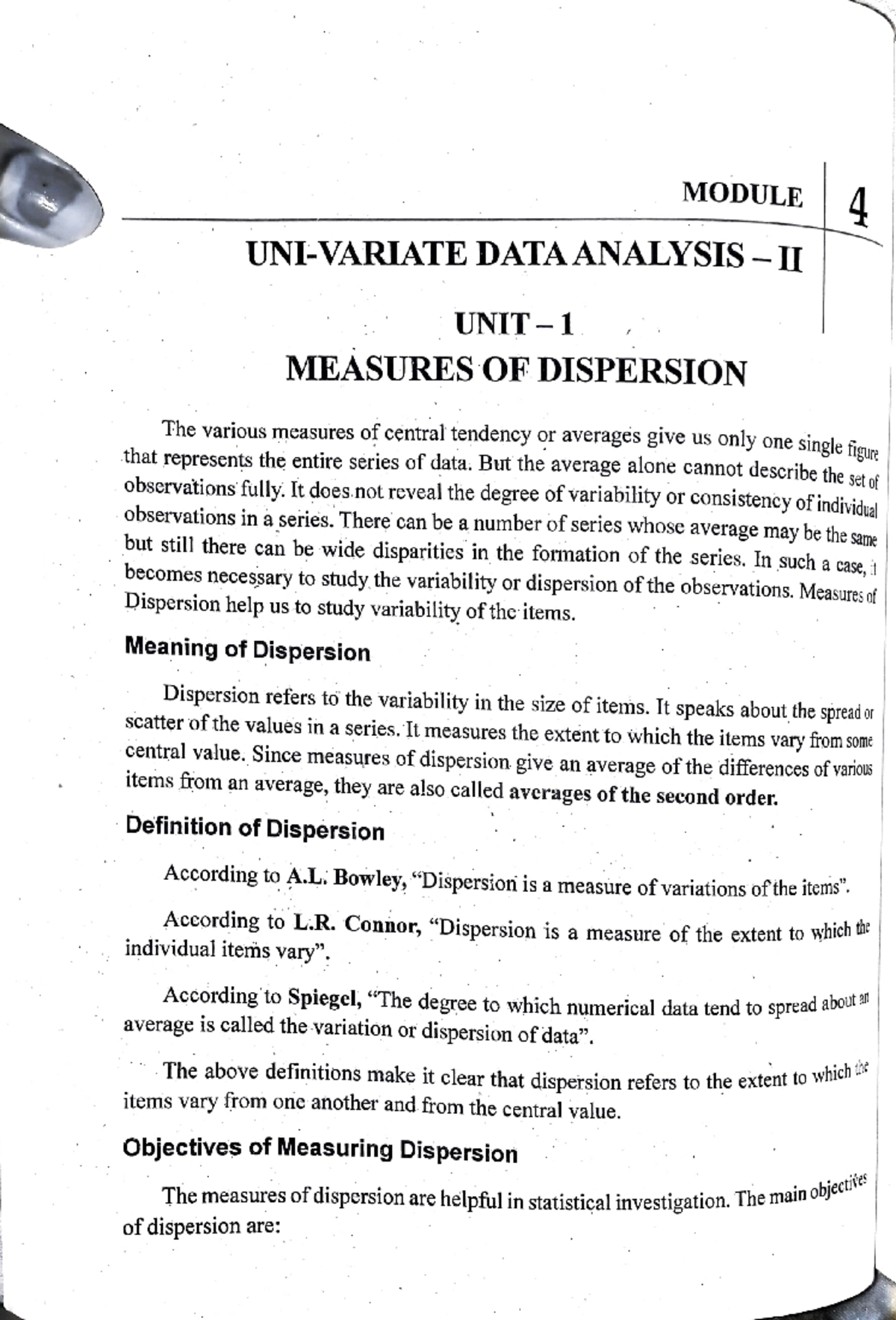 Module 4 QT measures of dispersion - MODULE 4 UNI-VARIATE DATA ANALYSIS ...