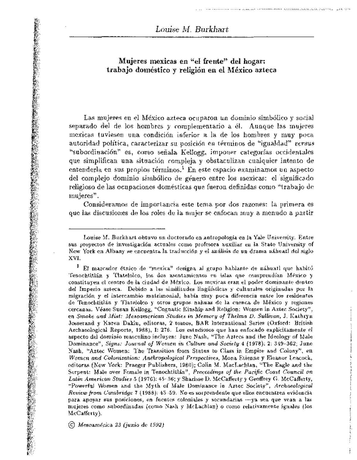 Mujeres Mexicas En El Frente Del Hogar - Louise 144. Burkhart ...