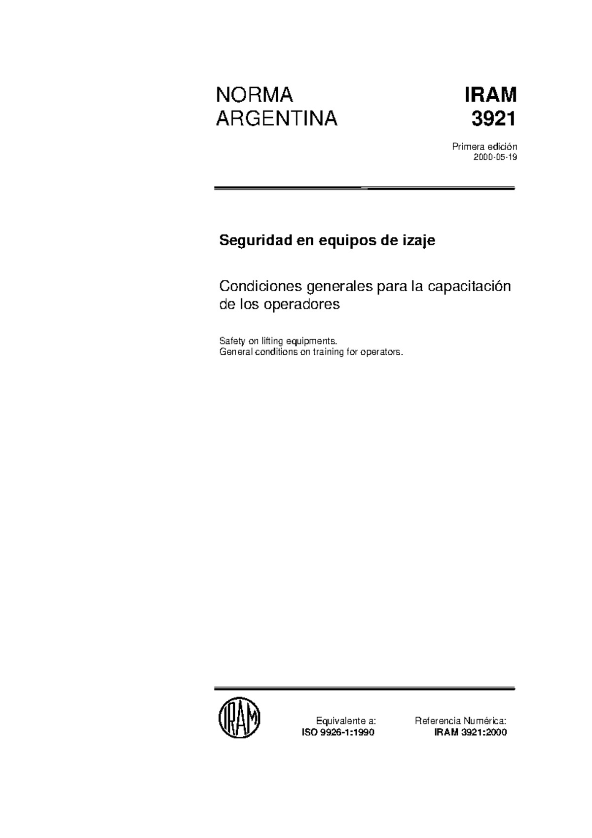 394584174-IRAM-3921 - sin deno - NORMA ARGENTINA 3921 2000 Seguridad en ...