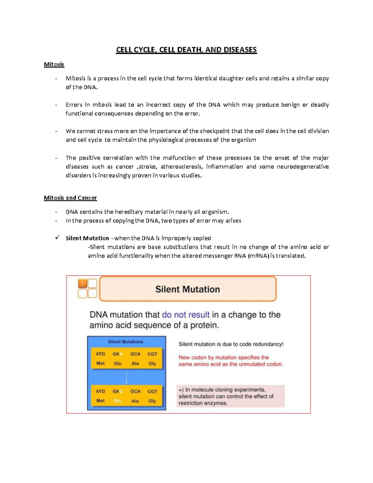 CELL Cycle, CELL Death, AND Diseases - Biology - Studocu