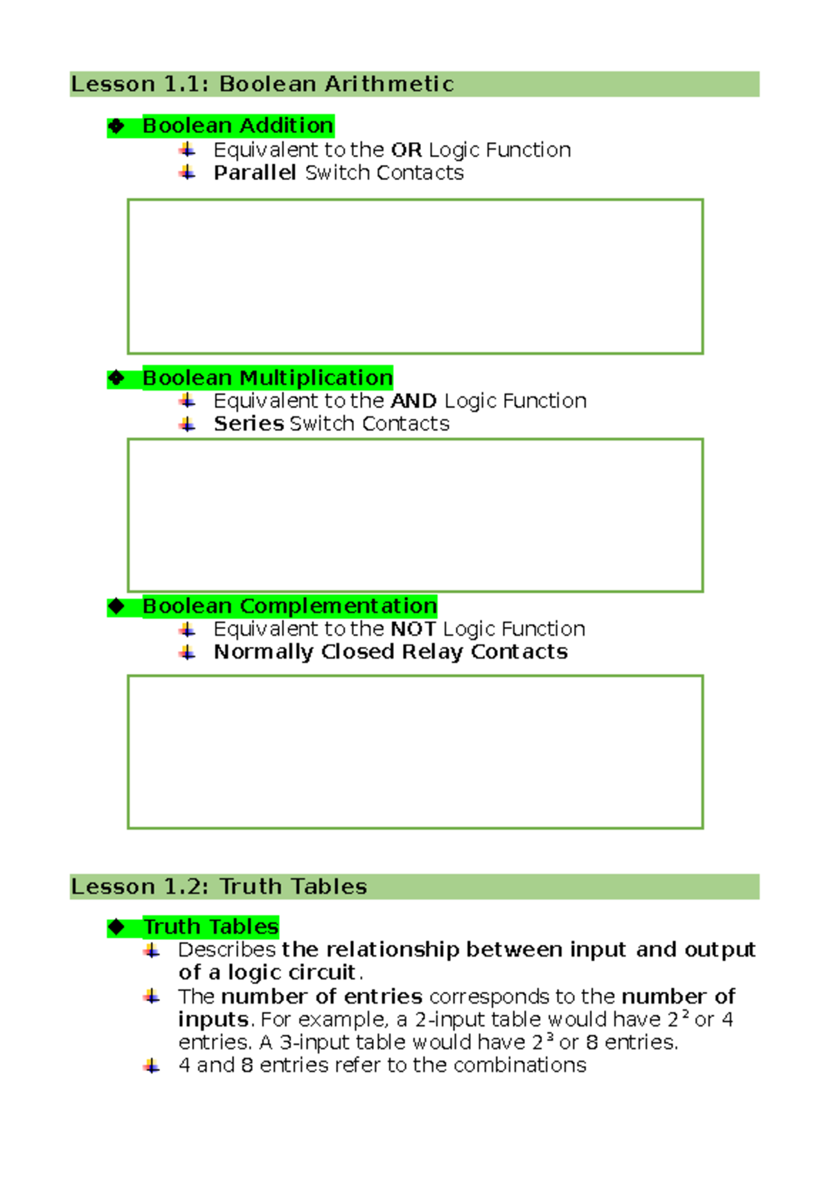 Digital Logic Lesson 1 Lesson 1 Boolean Arithmetic Boolean Addition