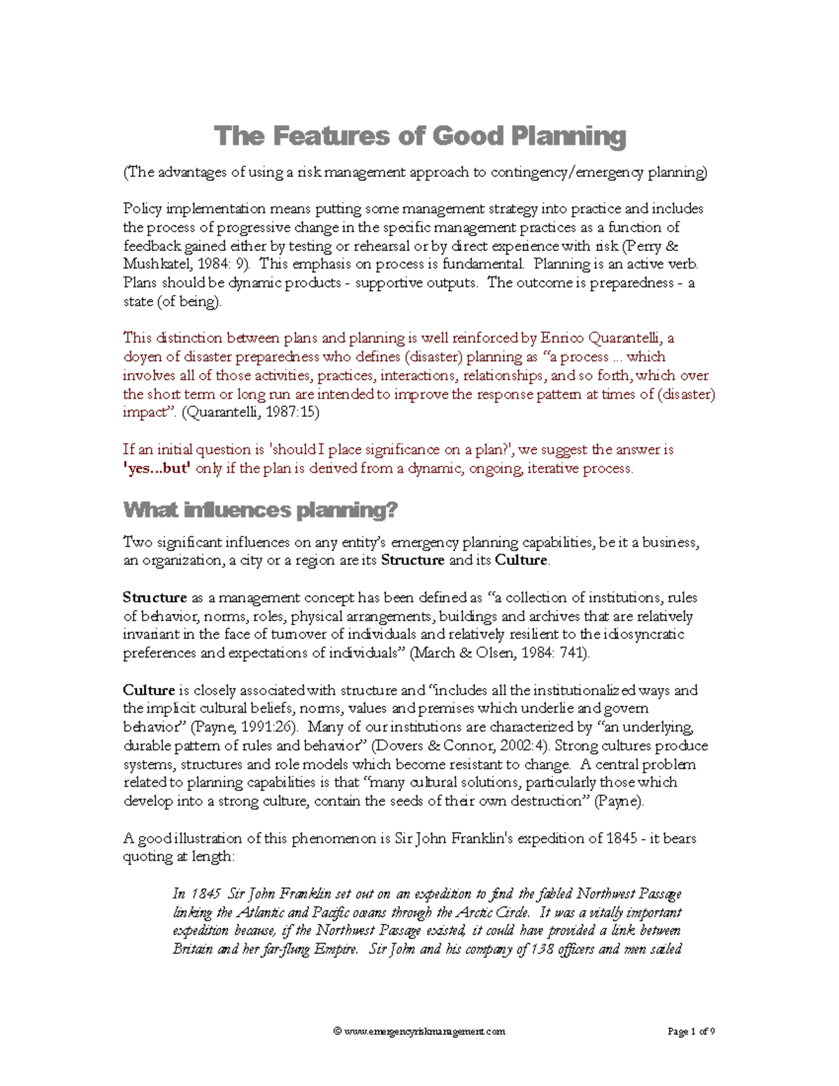 The Features of Good Planning - This emphasis on process is fundamental ...