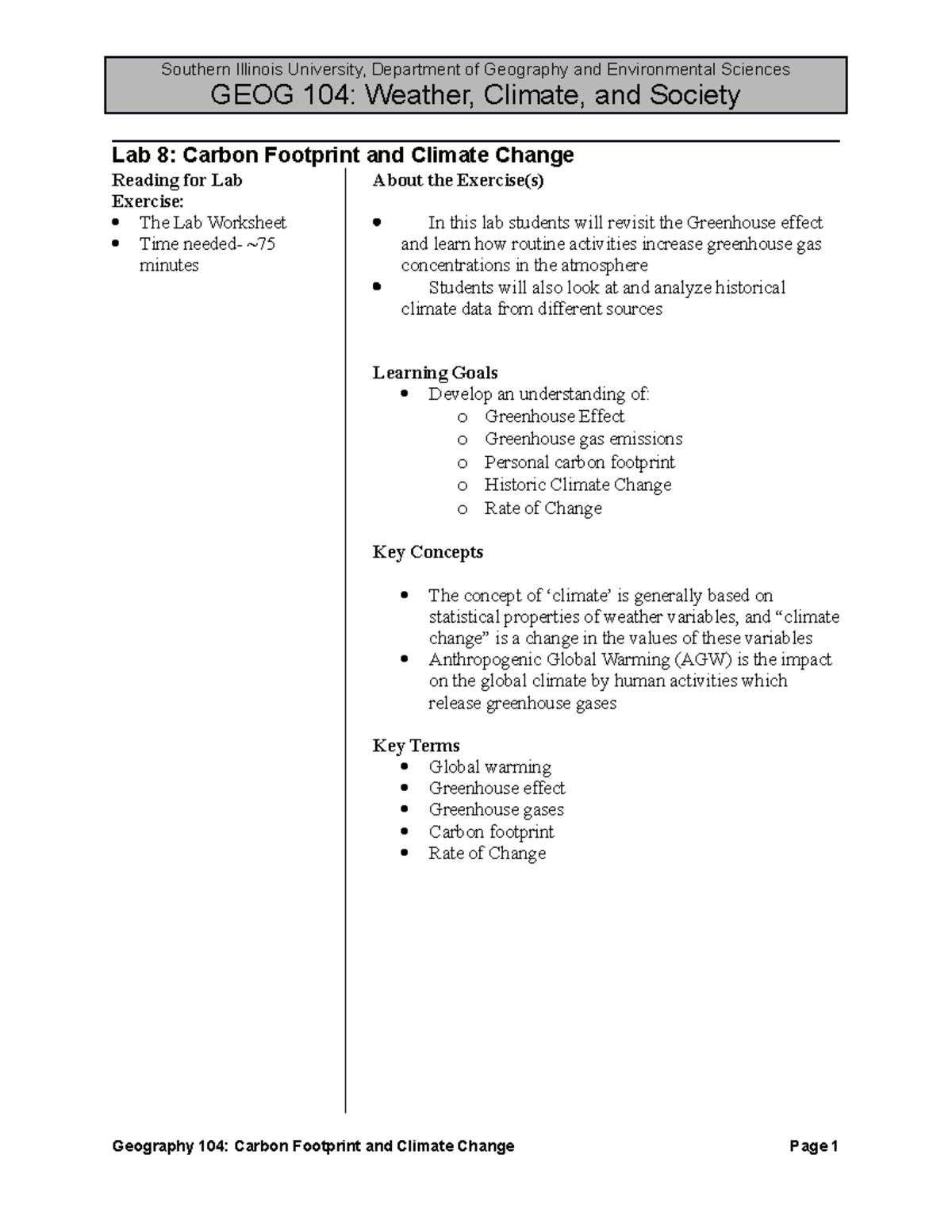Lab 8 Climate Change - GEOG 104: Weather, Climate, and Society Lab 8 ...