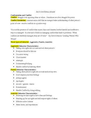 FACS 204 Exam 2 Study Guide - FACS 204 EXAM 2 STUDY GUIDE Skills: What ...