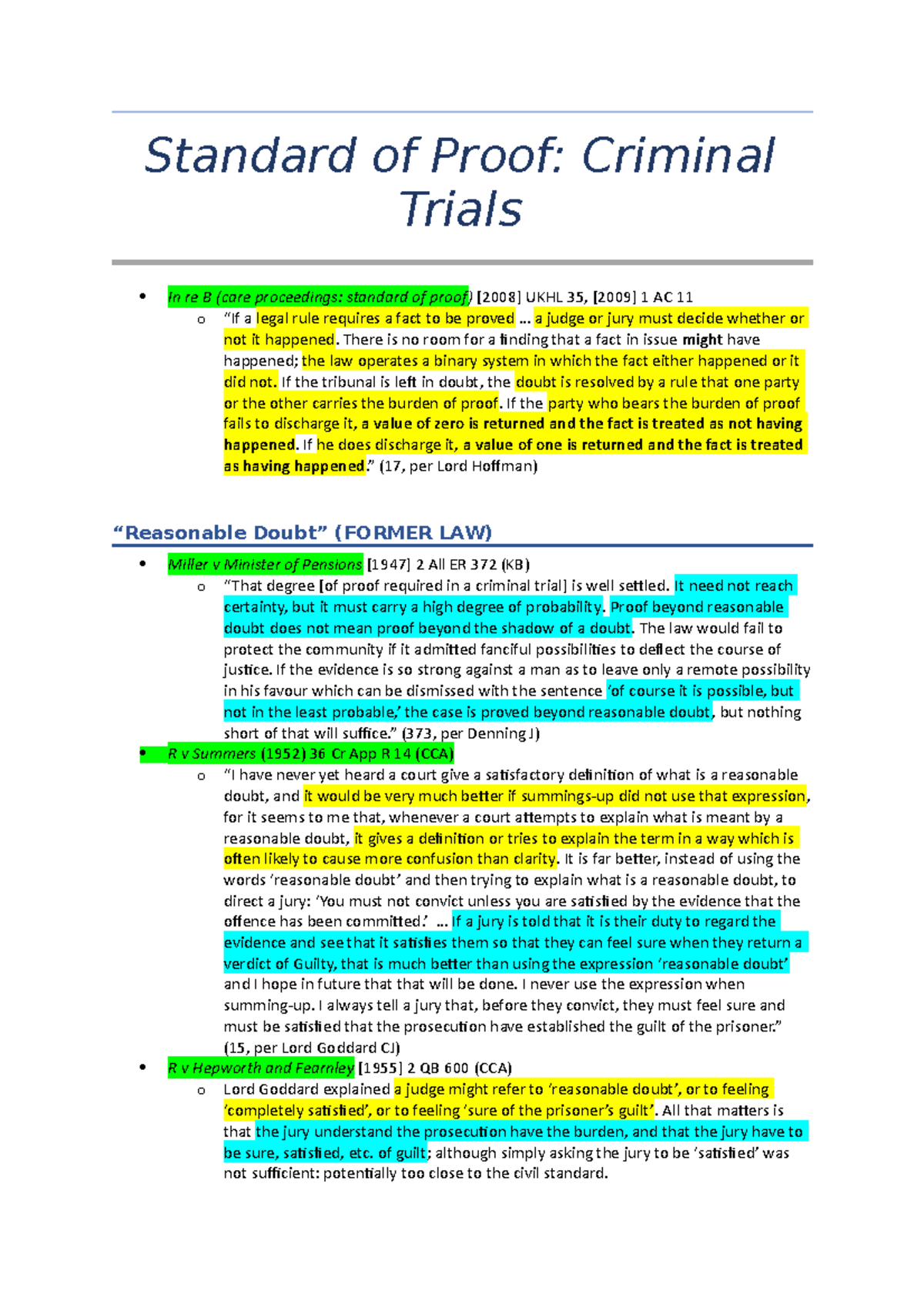 3. Standard of Proof- Criminal Trials - Standard of Proof: Criminal ...