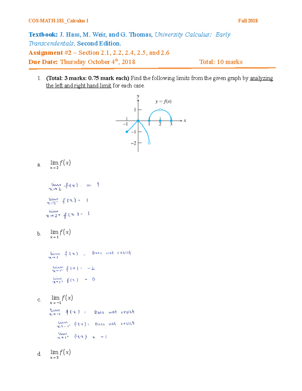 Homework 2- CF - solution - COS-MATH-181_Calculus I Fall 2018 Textbook ...