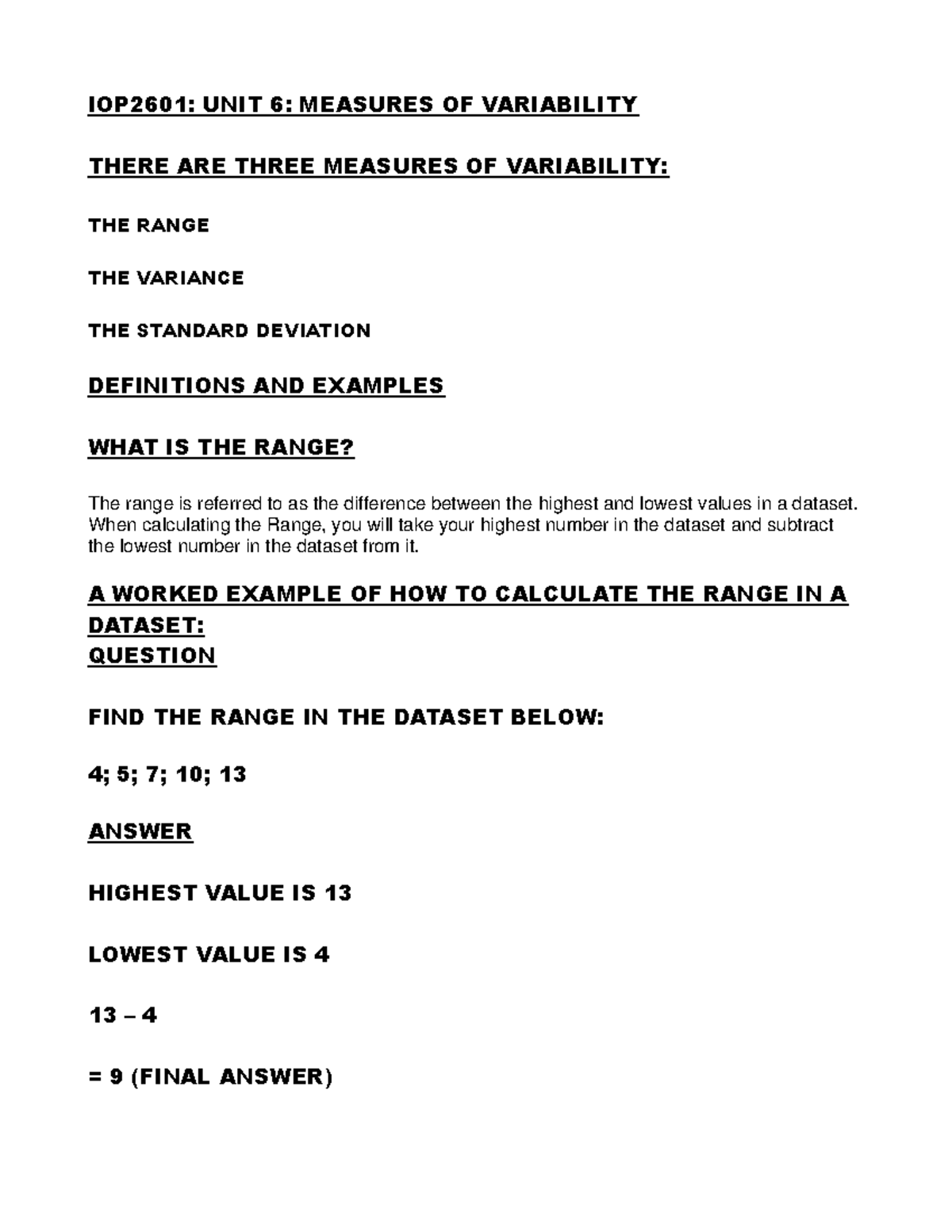 UNIT 6- Measures OF Variability-1 - IOP2601: UNIT 6: MEASURES OF ...