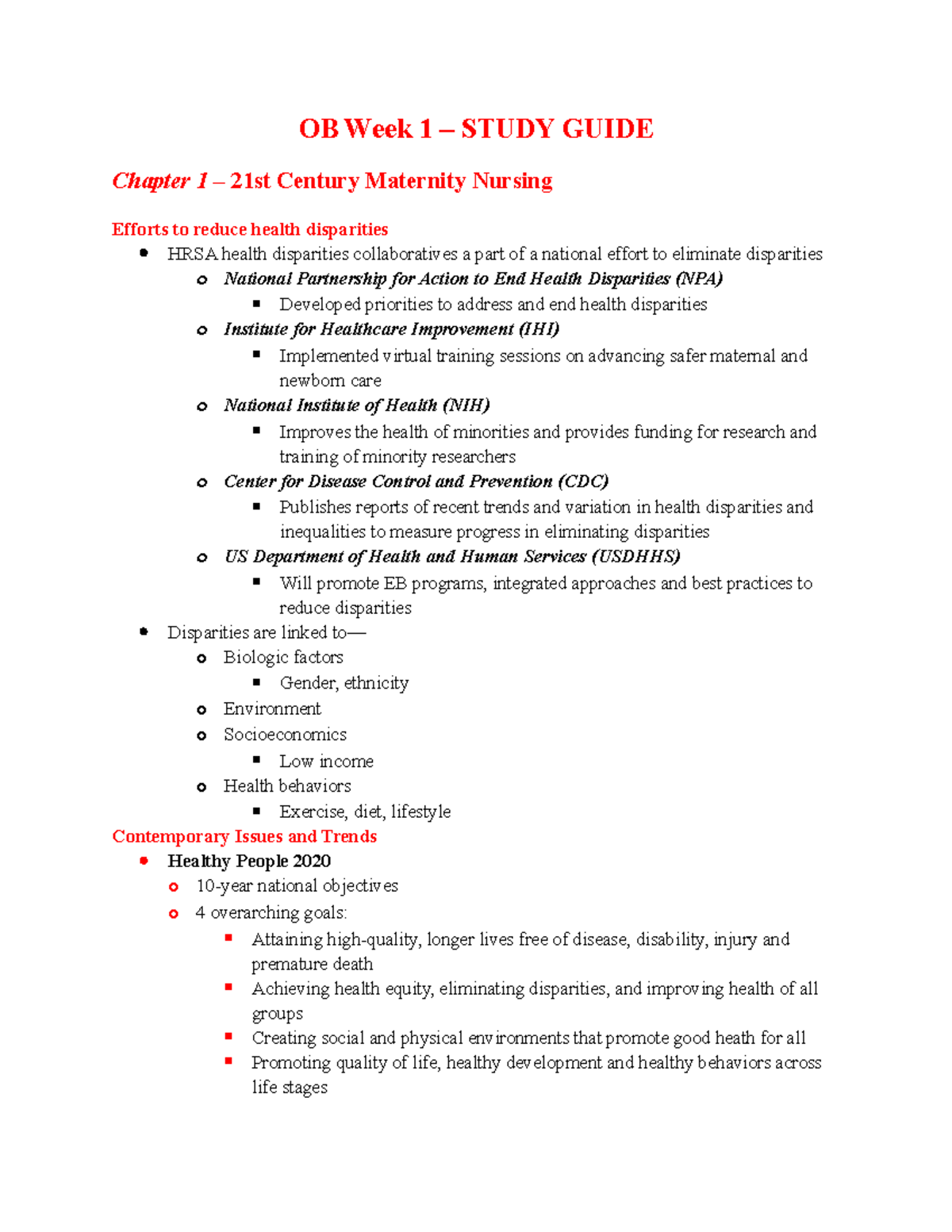 OB Week 1 Study Guide - week 1 - OB Week 1 – STUDY GUIDE Chapter 1 ...