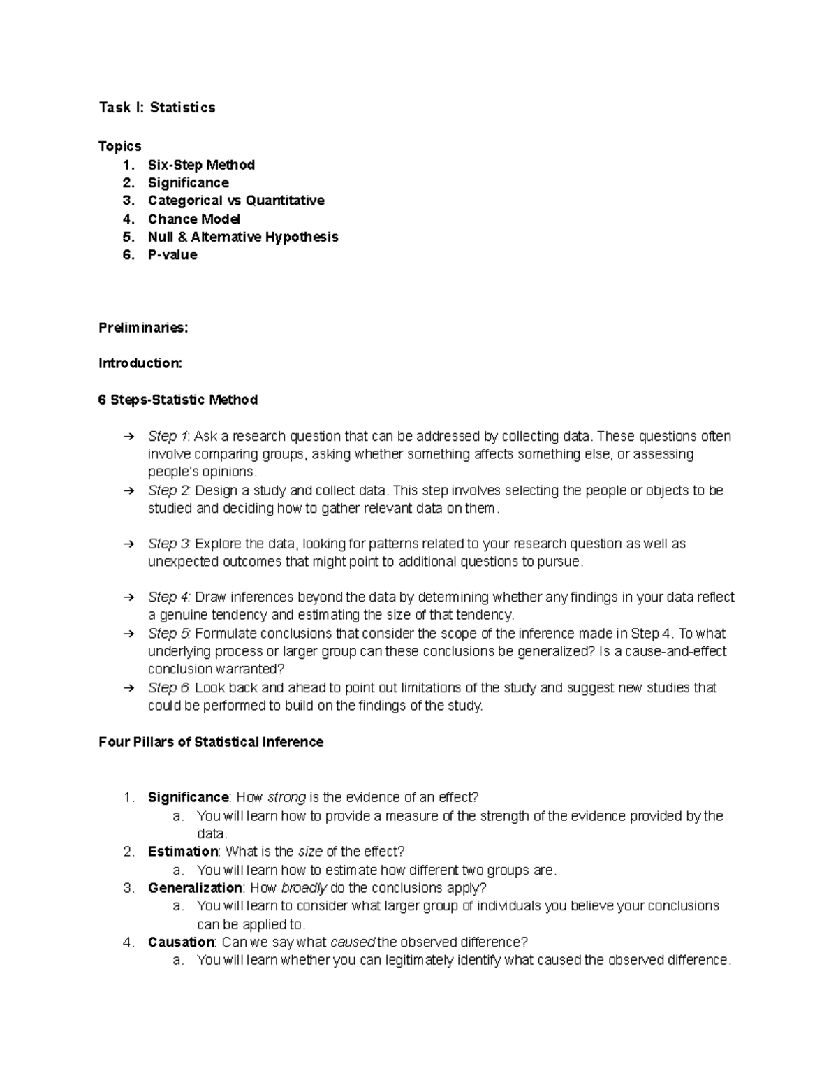 Task I Review Task I Statistics Topics 1 Six Step Method 2 task-i-review-task-i-statistics-topics-1-six-step-method-2