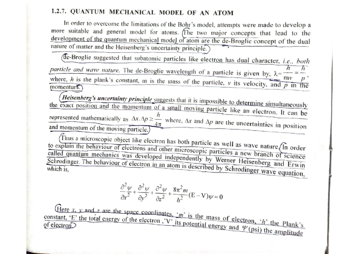 Quantum mechanical model of an atom - BSc Chemistry - Studocu