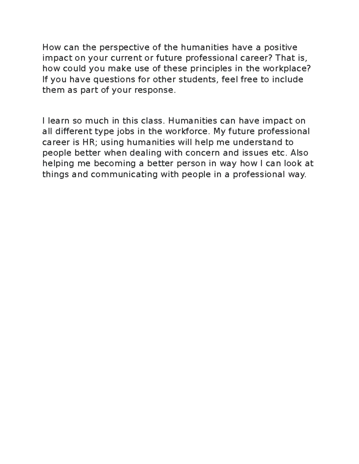 6-1 - Discussion - How can the perspective of the humanities have a ...