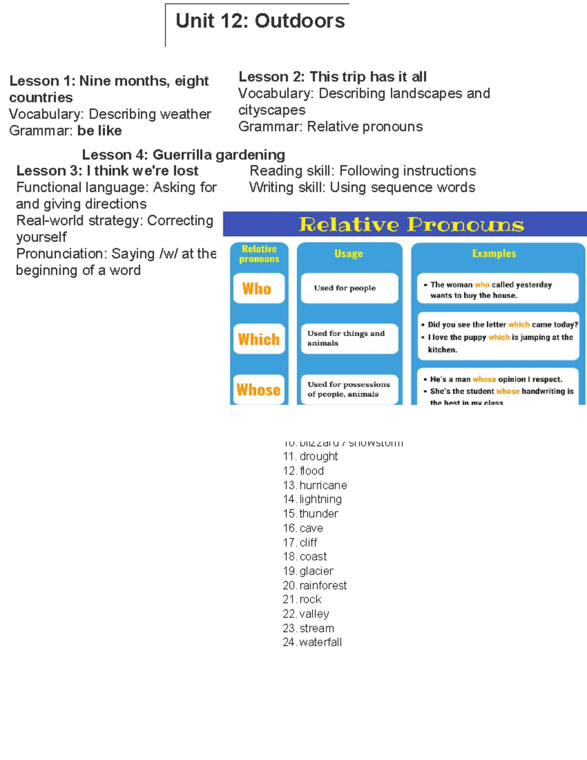 Unit 12 - Resumen Ingles 2 - Lesson 2: This trip has it all Vocabulary ...
