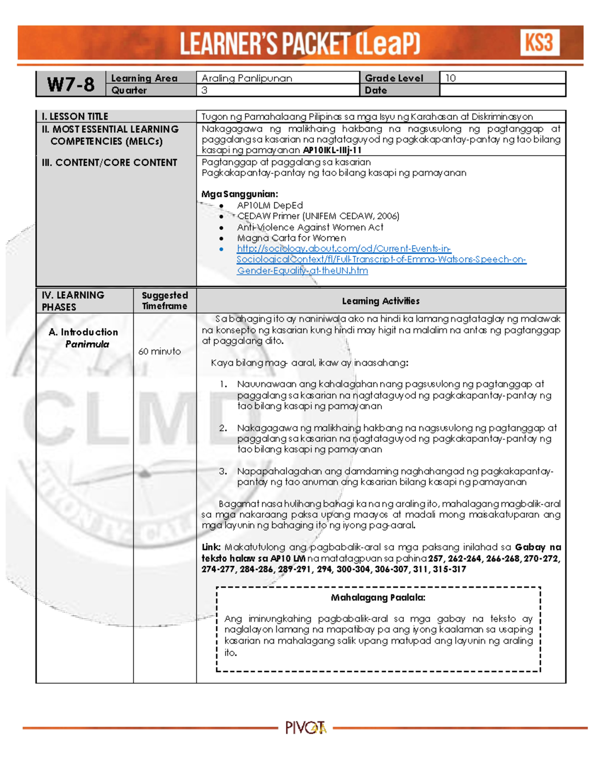 AP-G10-Weeks 7-8-Q3 - A book is a book of book in the crazy world ...