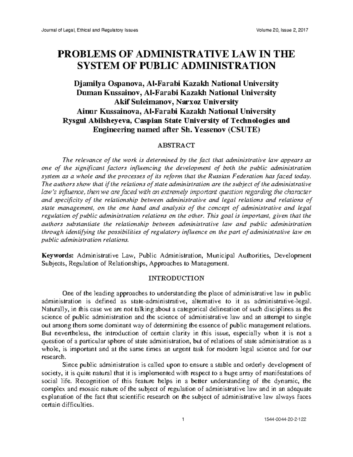 16. Problems of administrative law in the system of public ...