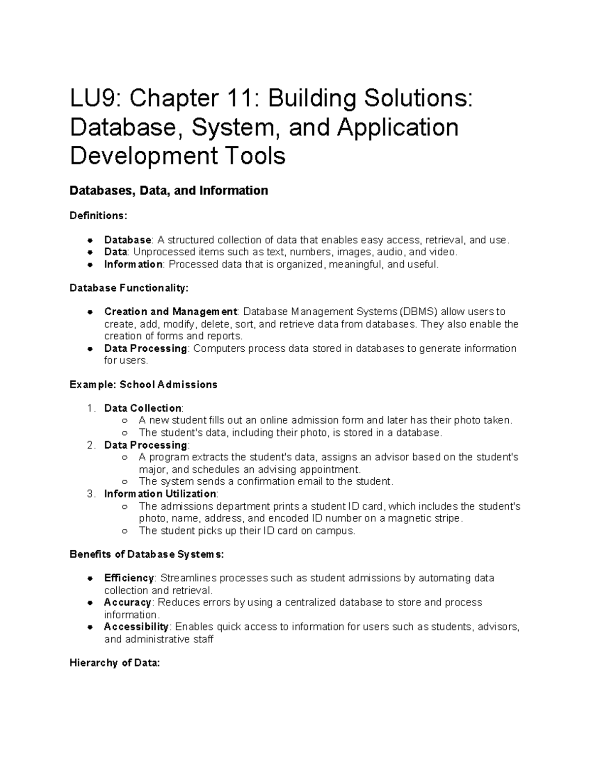 LU9 Chapter 11 Building Solutions Database, System, and Application ...