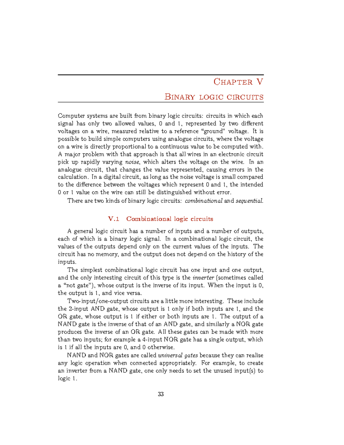 Lec08 09 Notes Lecture Notes Lecture 8 And 9 Chapter V Binary Logic Circuits Computer Systems 2334