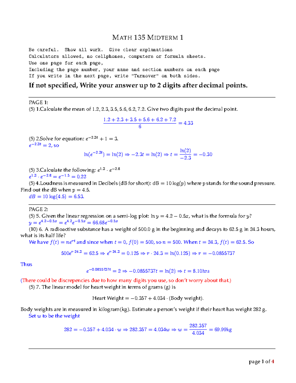 Midterm 1 solutions - MATH 135 MIDTERM 1 Be careful. Show all work ...